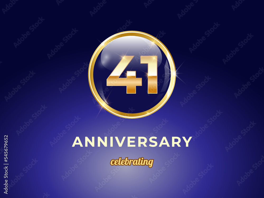 Vector graphic of 41 years golden anniversary logo with round blue ...