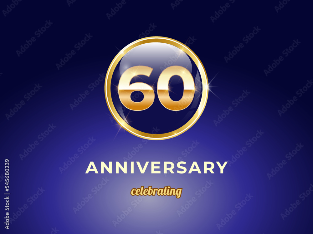 Vector graphic of 60 years golden anniversary logo with round blue ...