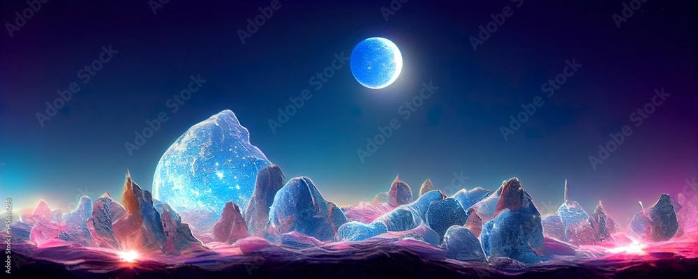 Fantasy outer space background with moon. Outer space abstract backdrop ...