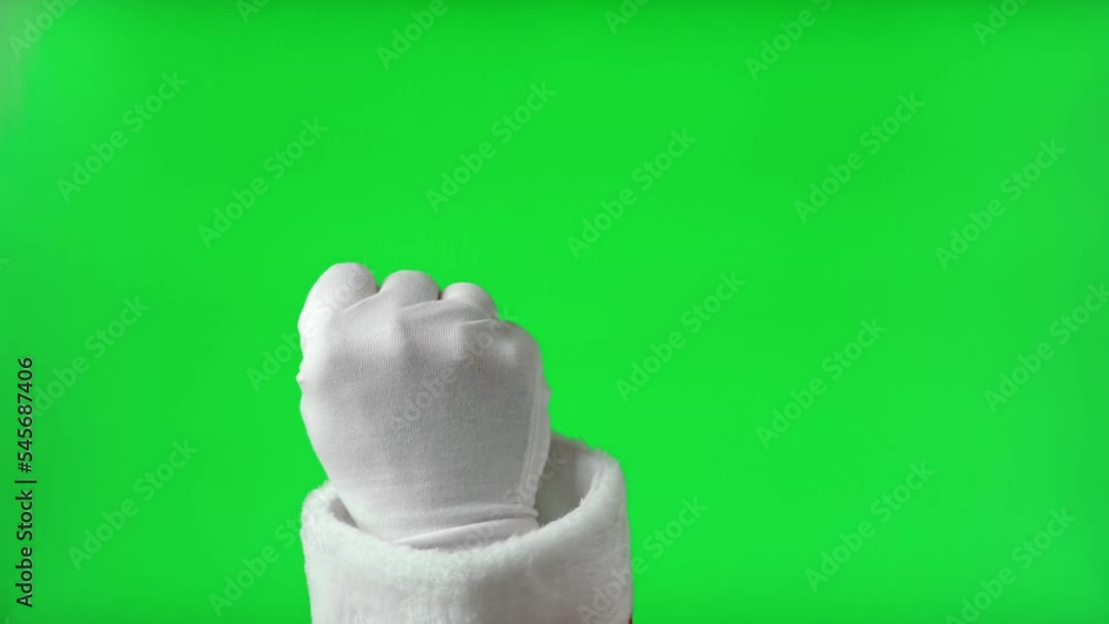 Gestures Pack. Santa Claus Hand in White Gloves Knocking isolated on ...