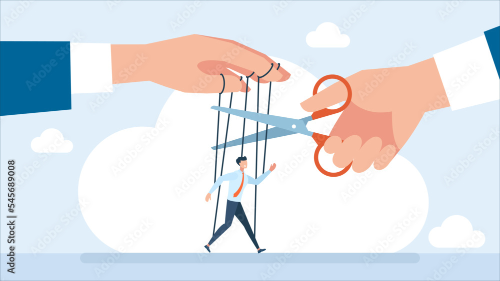 Freedom, independent, liberation, control concept. Businessman use ...