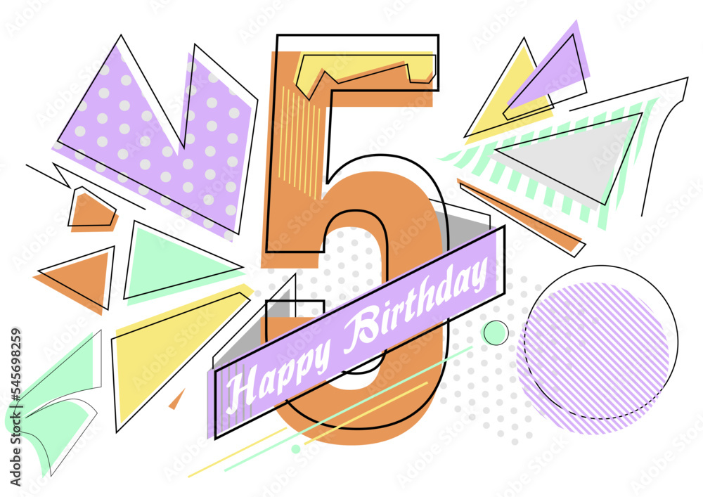 Happy 5 year old birthday to child, text design. vector calligraphy ...