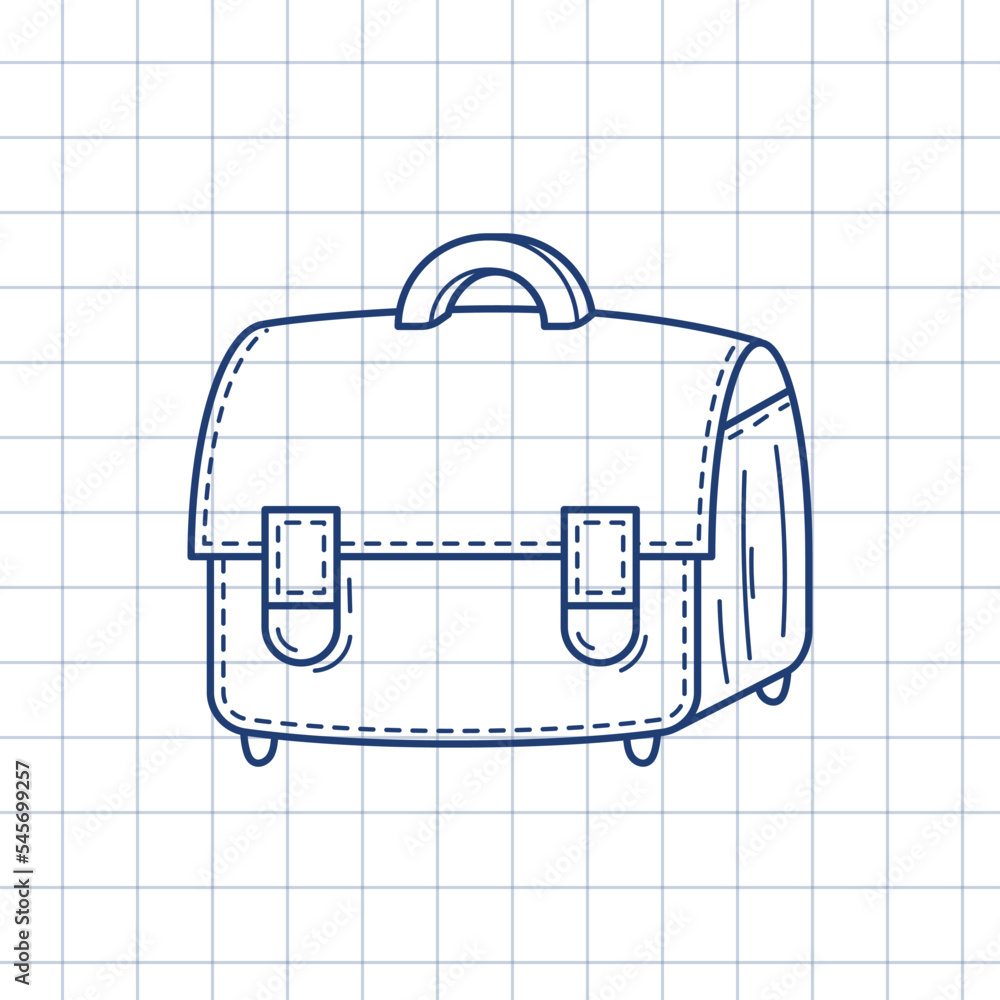 Hand drawn leather briefcase, business bag in sketch style isolated on ...