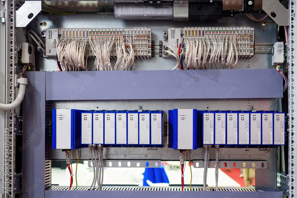 Electricity equipment. Board for controlling electronics in room. Power ...