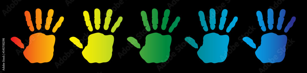 Hand rainbow print Child color handprint stamp Kids hands drawing child ...