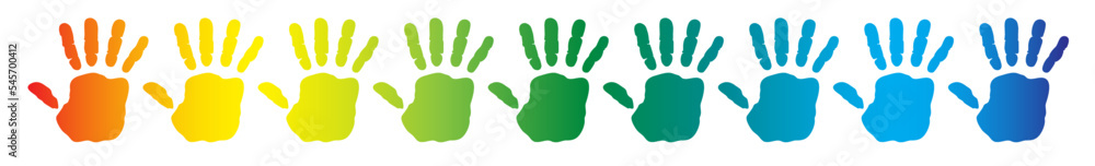 Hand rainbow print Child color handprint stamp Kids hands drawing child ...