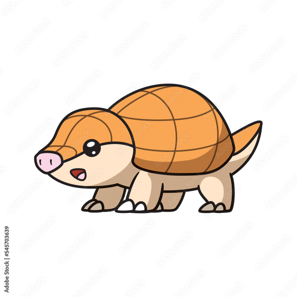 Cute cartoon pangolin with a joyful expression and shiny eyes on a ...