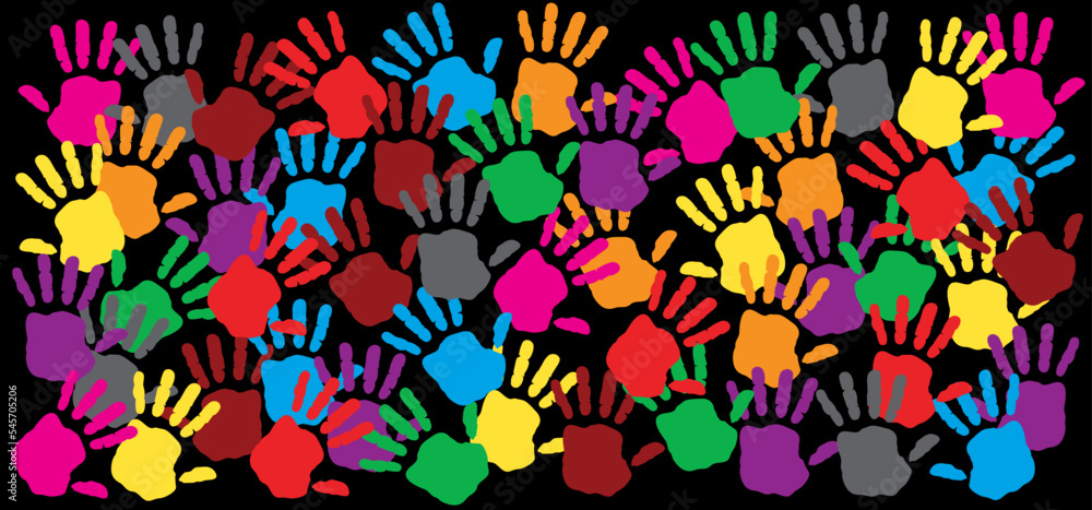 Cartoon drawing hand palm. Baby or kids paint hands or child handprint ...