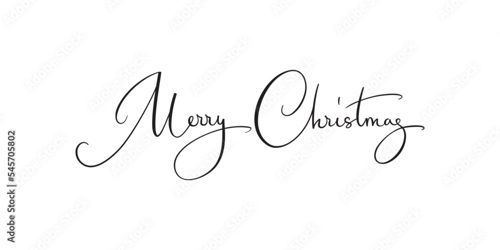 Merry Christmas hand written text isolated on white background. Winter ...