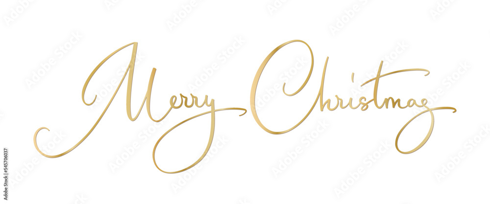 Merry Christmas hand written text. Golden Merry Christmas letters ...
