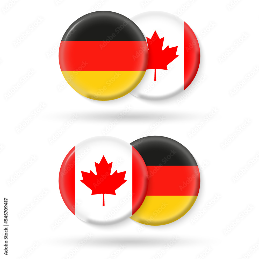 Germany and Canada circle flags. 3d icon. Round German and Canadian ...