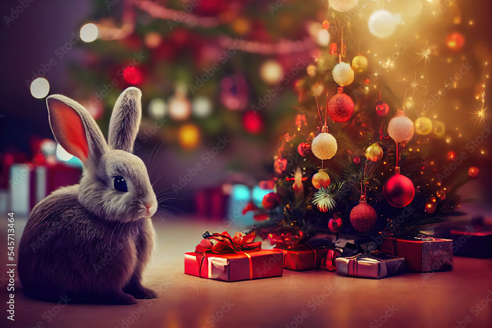 Grey Christmas Rabbit