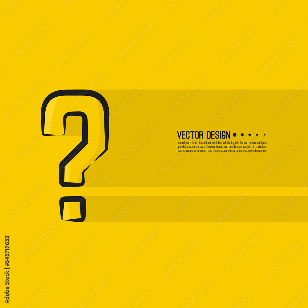 Question mark icon in cartoon style. Help symbol. FAQ sign on yellow ...