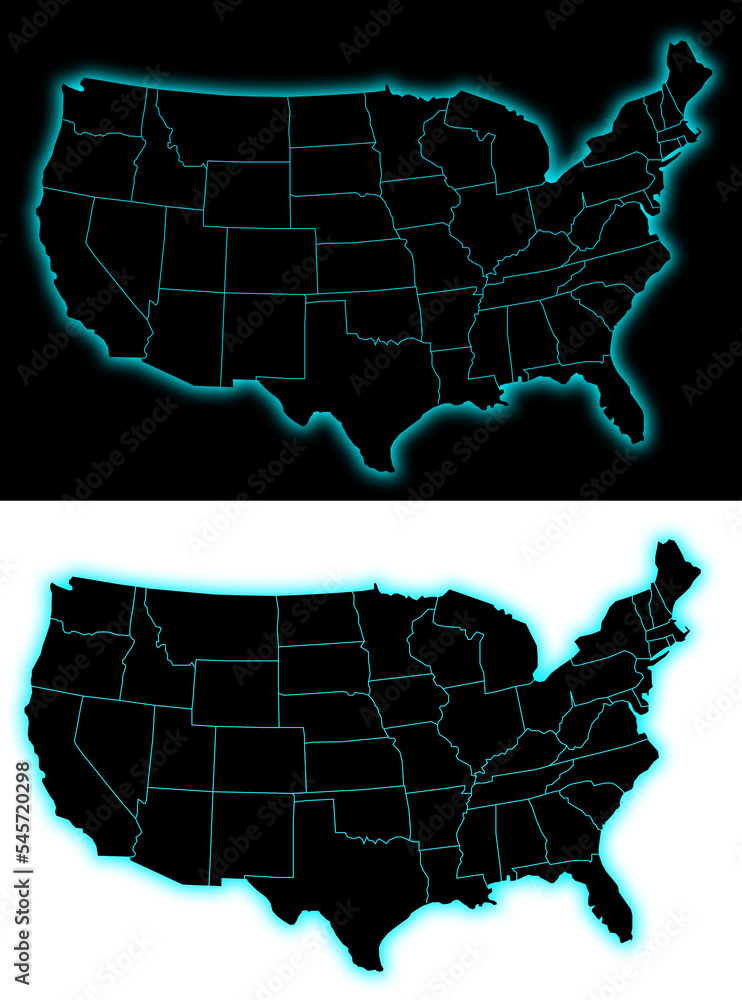 united states map with blue glow holographic Stock Illustration | Adobe ...