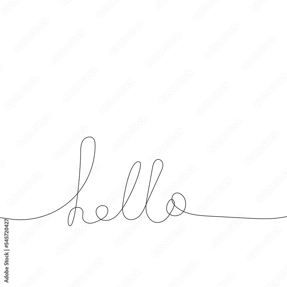 Vector handwriting word hello. Hand drawn continuous line. Stock Vector ...