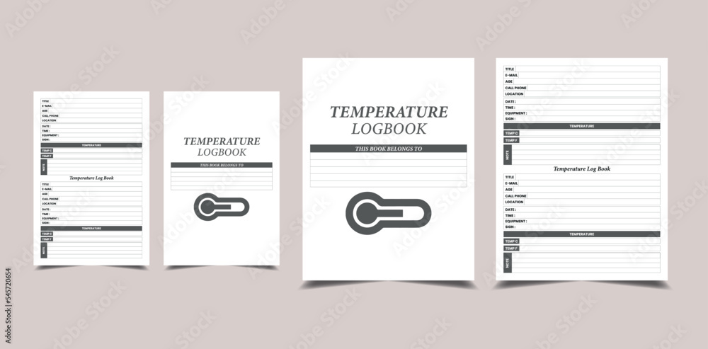 Temperature Log Book KDP Interior Stock Vector | Adobe Stock