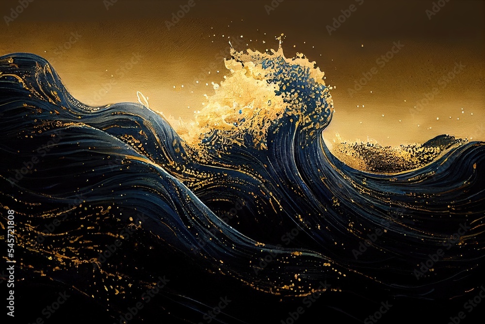 Sea dark night landscape. Moonlight reflected in the waves of the ocean ...