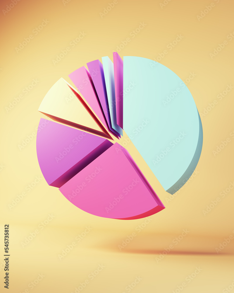 Pie Chart Infographic Slice Graph Pink Blue Beige Colourful Palette ...