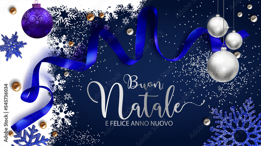 Plakat tarjeta o pancarta con Feliz Navidad y Feliz Año Nuevo en plata ...