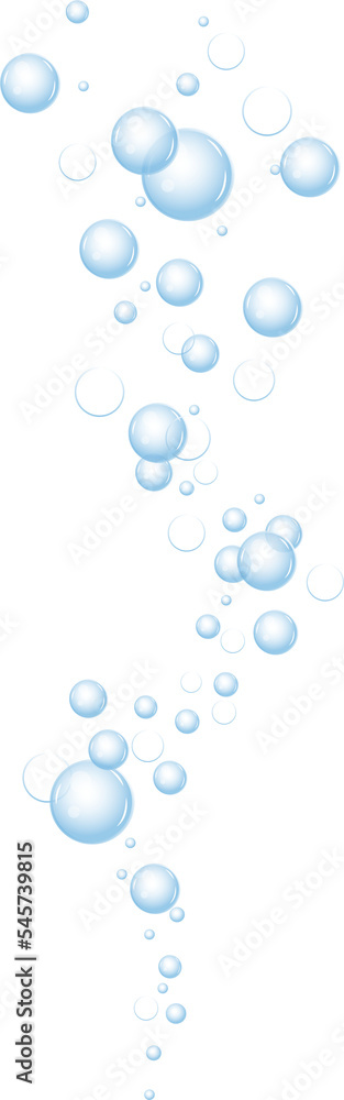 Realistic fizzing flow of air underwater bubbles in water, soda, sea ...