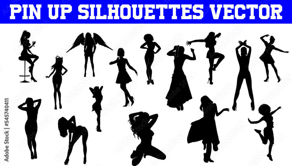 Vetor de Pin Up Silhouettes Vector | Pin Up SVG | Clipart | Graphic ...
