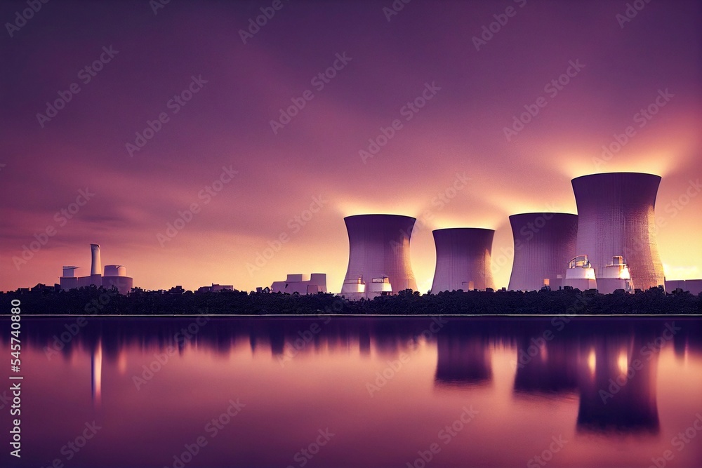 Midjourney render of a nuclear power plant ilustración de Stock | Adobe ...
