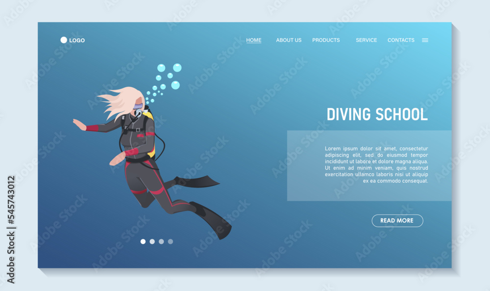 Scuba diving poster. Snorkeling template isometric concept. Traveling ...