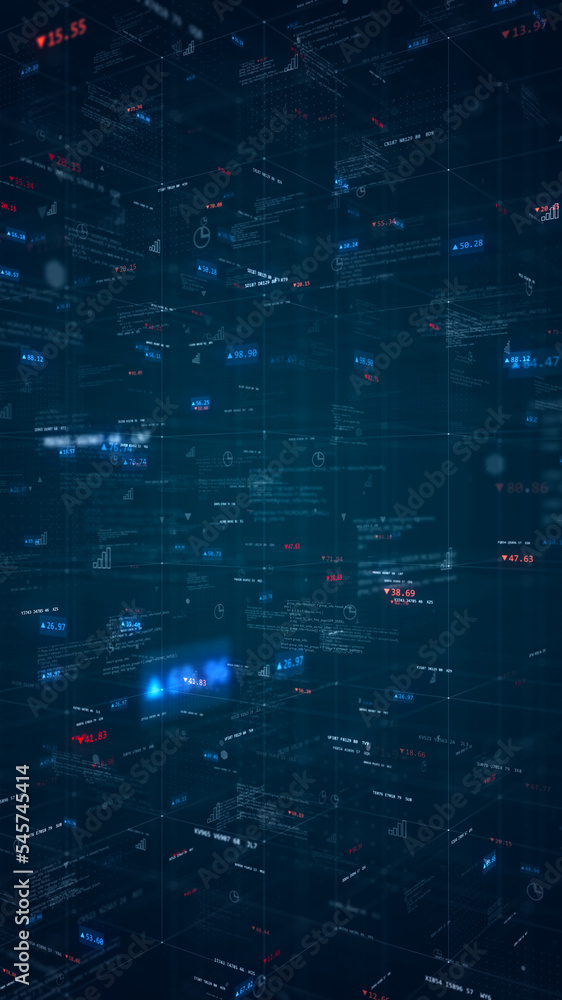 Red and Blue digital number investment and technology icon with program ...