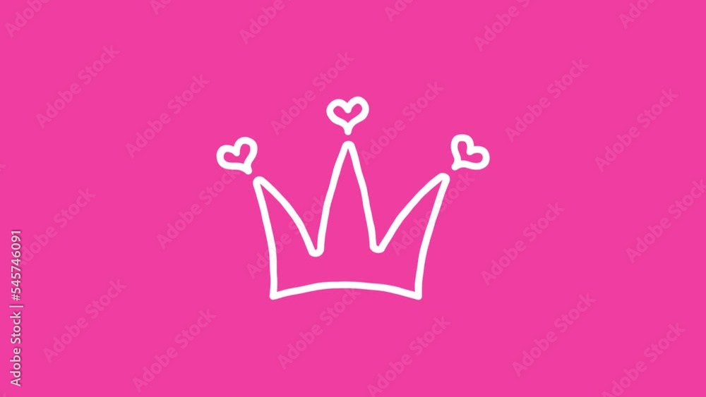 Hand drawn princess crown with hearts. Motion graphics shape animation ...