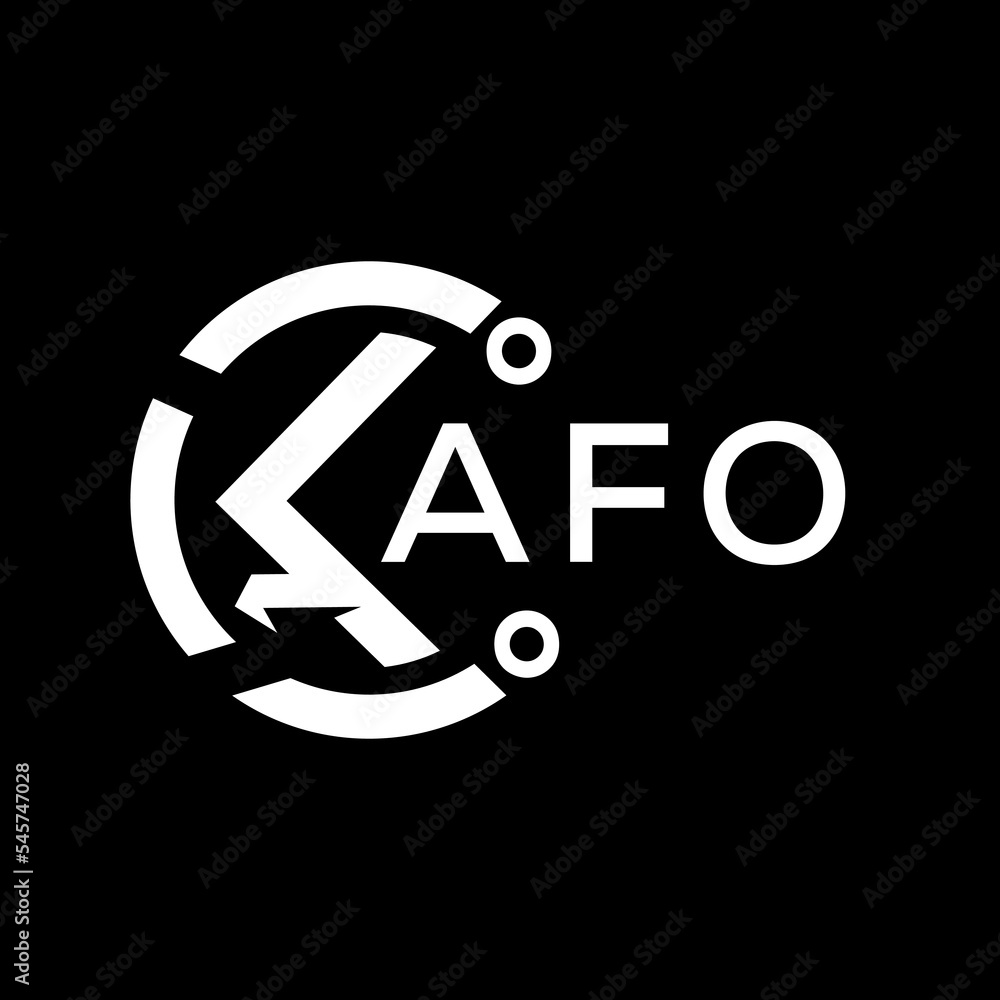 AFO letter logo. AFO black background and white letter. AFO technology ...