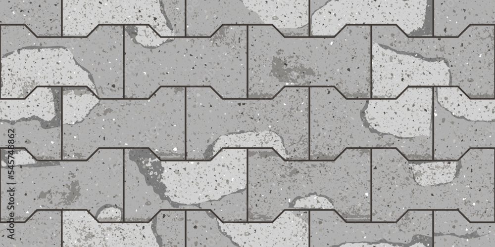 Seamless pattern of pavement with dumble interlocking textured cracked ...