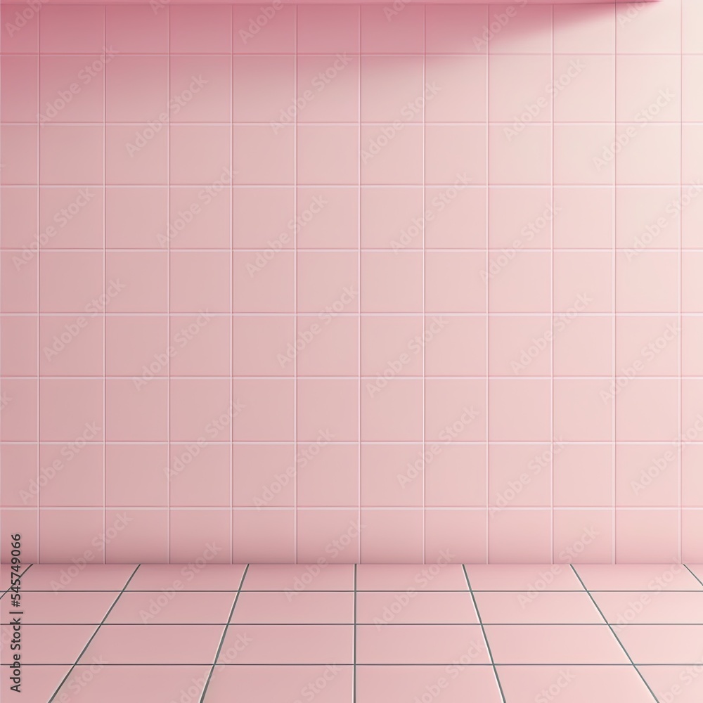 Pink ceramic tile wall and floor background and texture. Mockup for ...
