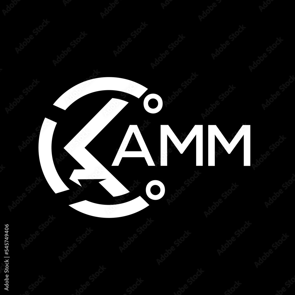 AMM letter logo. AMM black background and white letter. AMM technology ...