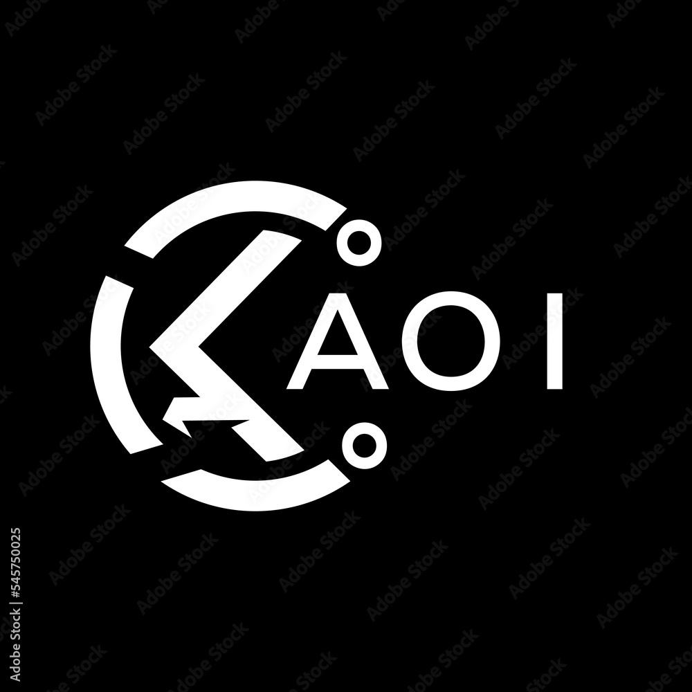 Vecteur Stock AOI letter logo. AOI black background and white letter ...