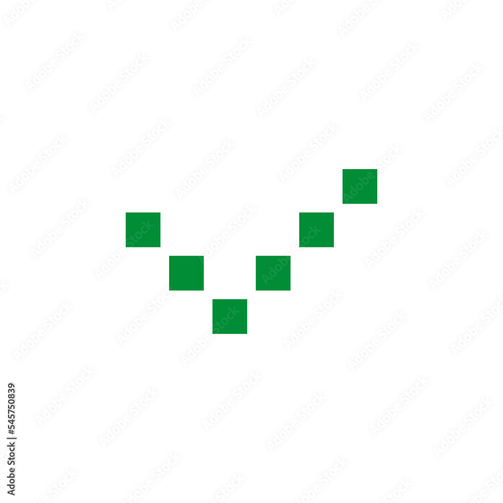 Green check mark symbol. Vector icon. Pixel art and dot style. Stock ...