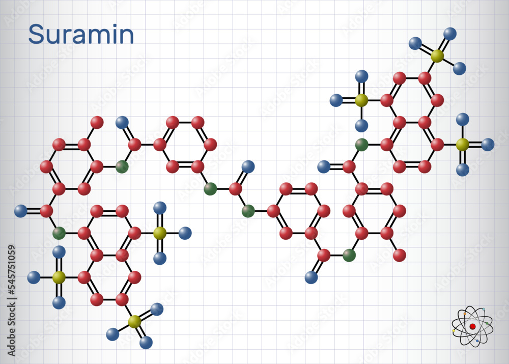 Suramin drug molecule. It is used to treat African sleeping sickness ...