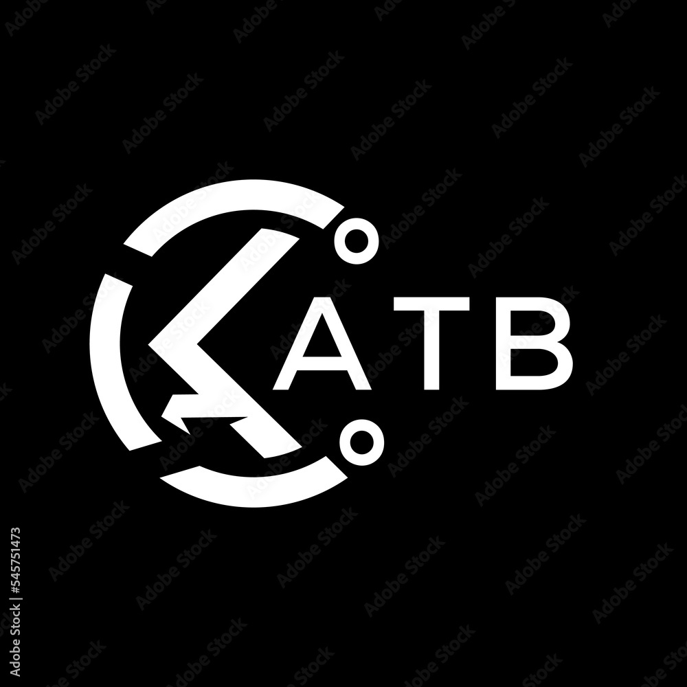 ATB letter logo. ATB black background and white letter. ATB technology ...