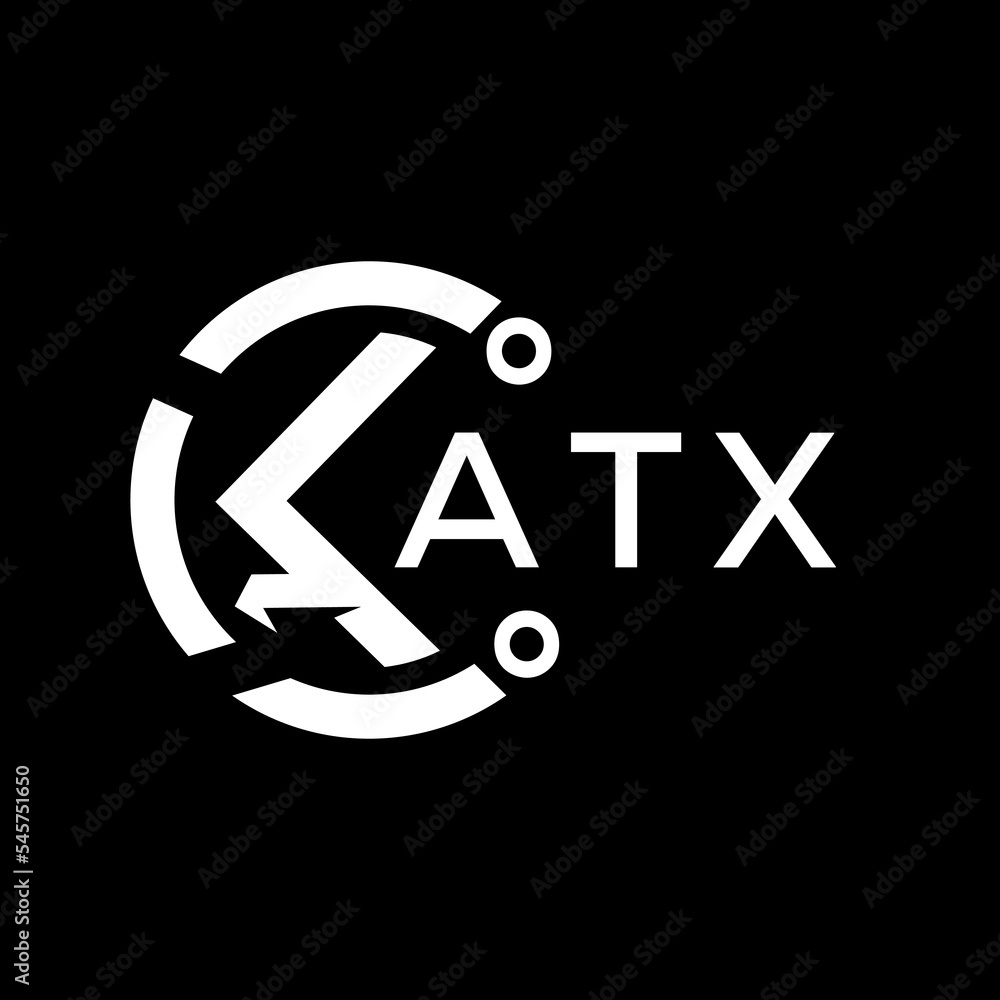 ATX letter logo. ATX black background and white letter. ATX technology ...