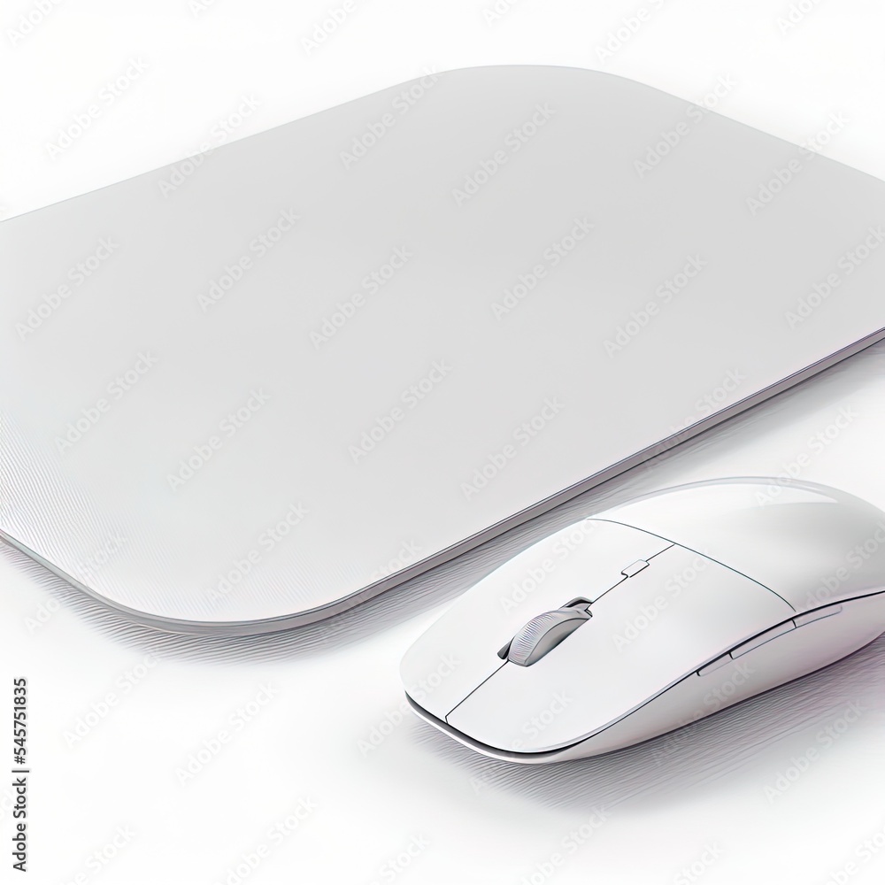 Blank modern computer mouse with pad mockup. 3d illustration isolated ...