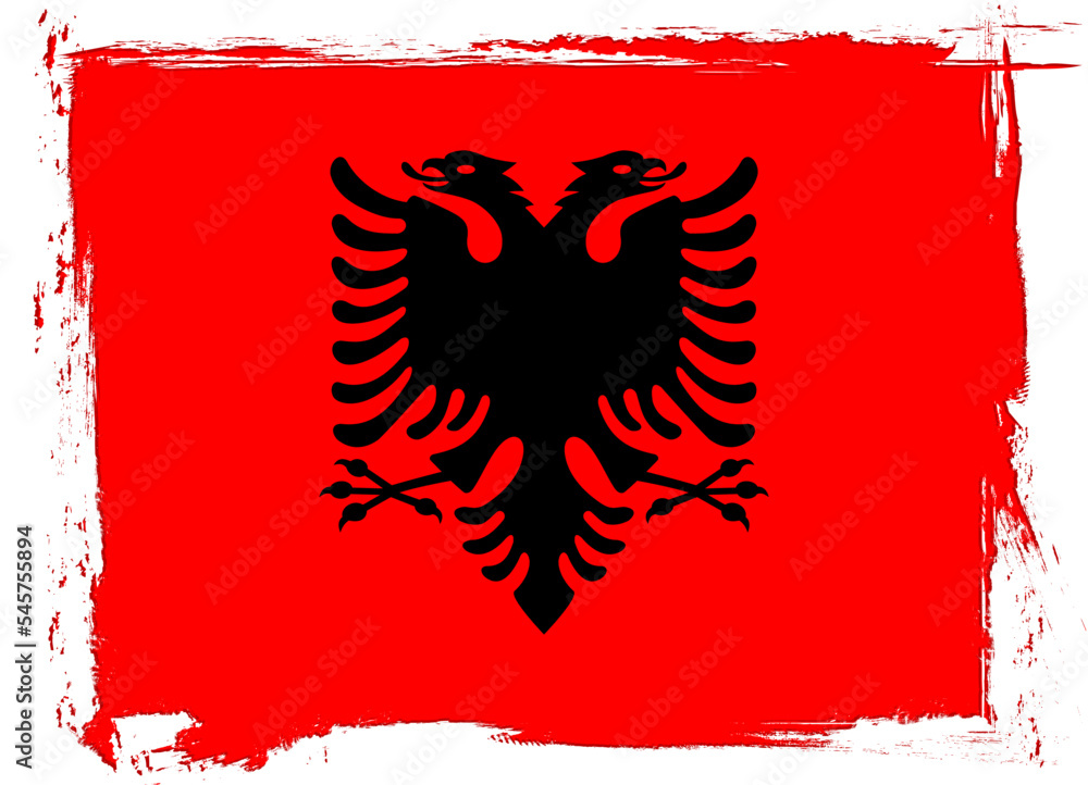 "Flamuri i Shqipërisë" - Flag of Albania, banner with grunge texture ...