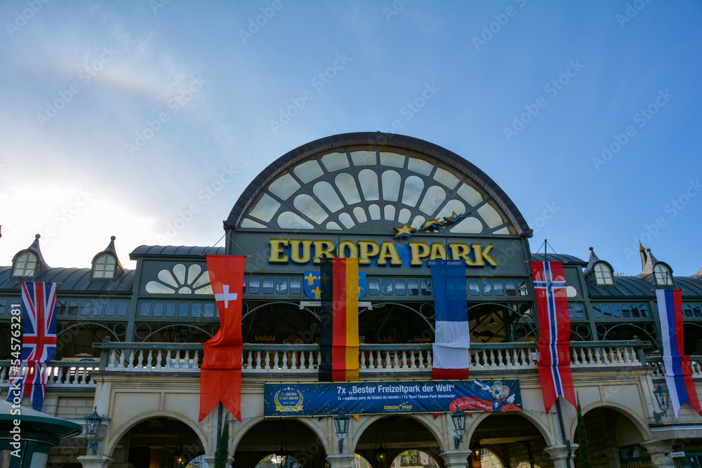 Europa Park, Rust, Germany, April 20th 2022 - Entrance to the amusement ...