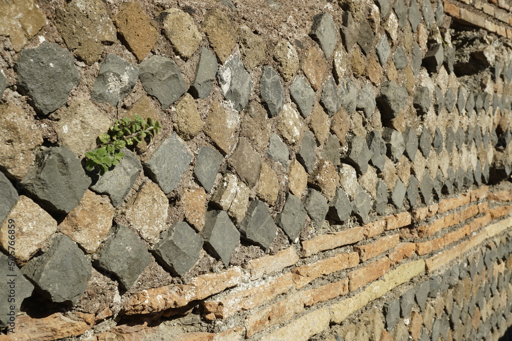 Poster Detail of a wall in a Roman structure built with the opus ...