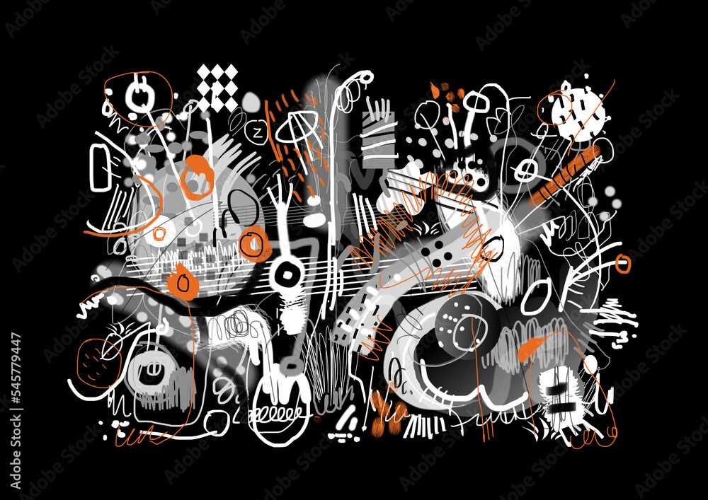 Abstract art. Doodle art. Digital graffiti. Post-graffiti. Illustration ...
