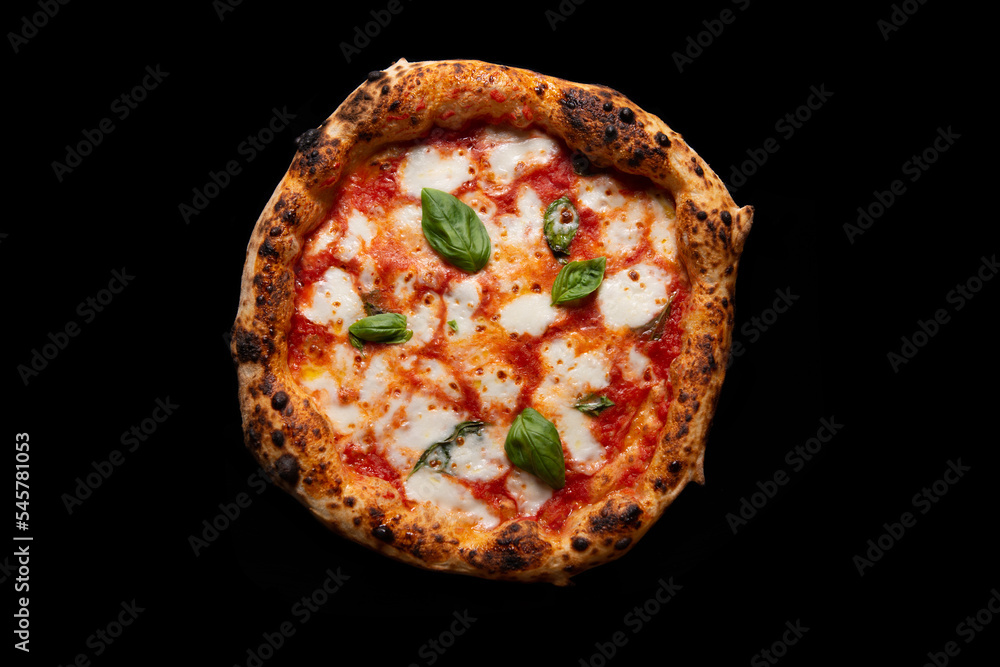 Pizza margherita cotta al forno a legna Stock Photo | Adobe Stock