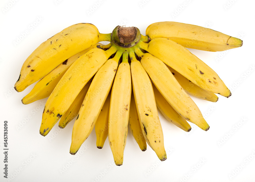 cacho de banana orgânica madura tipo prata com fundo branco foto de ...
