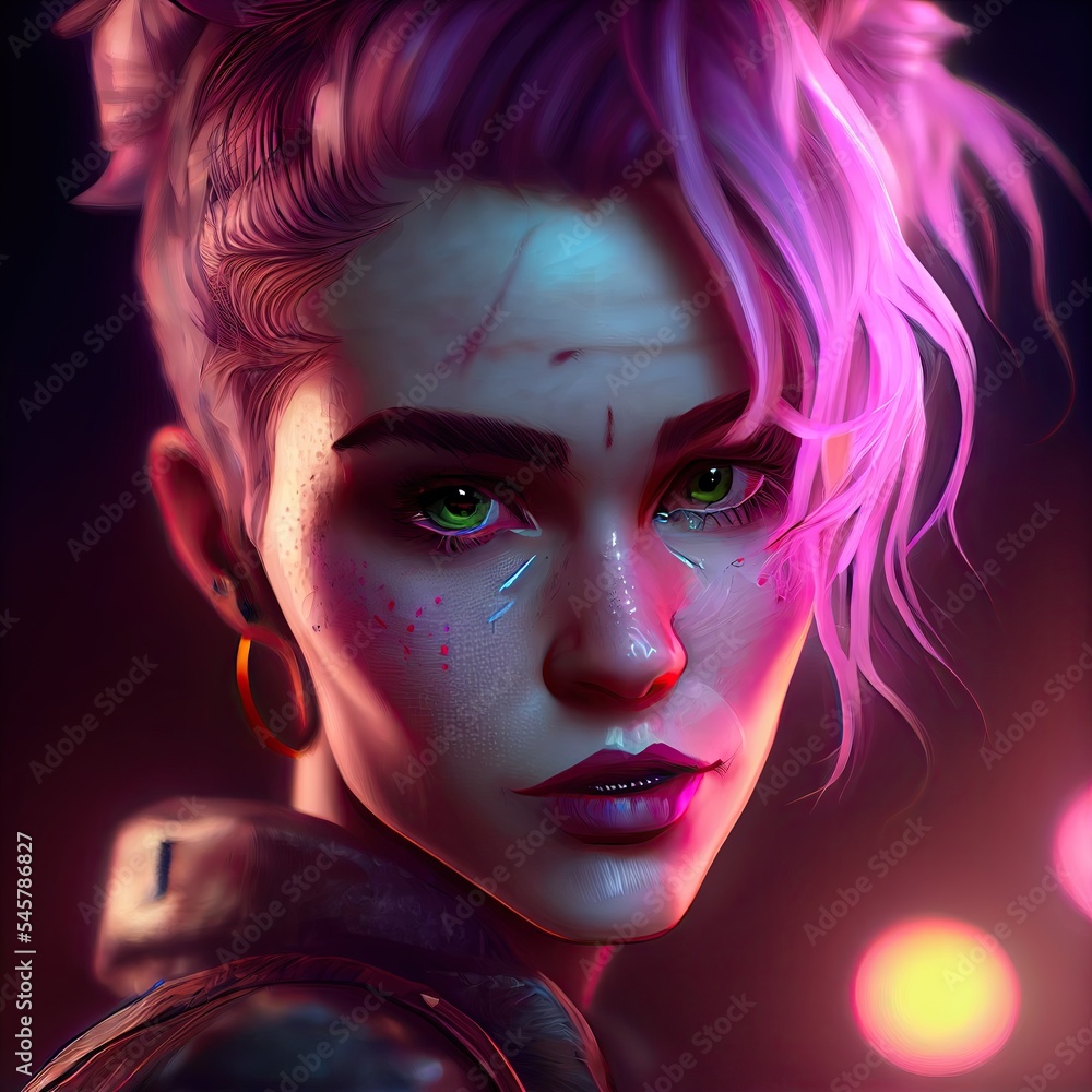 Female Cyberpunk Avatar Profile Picture. Stock Illustration | Adobe Stock