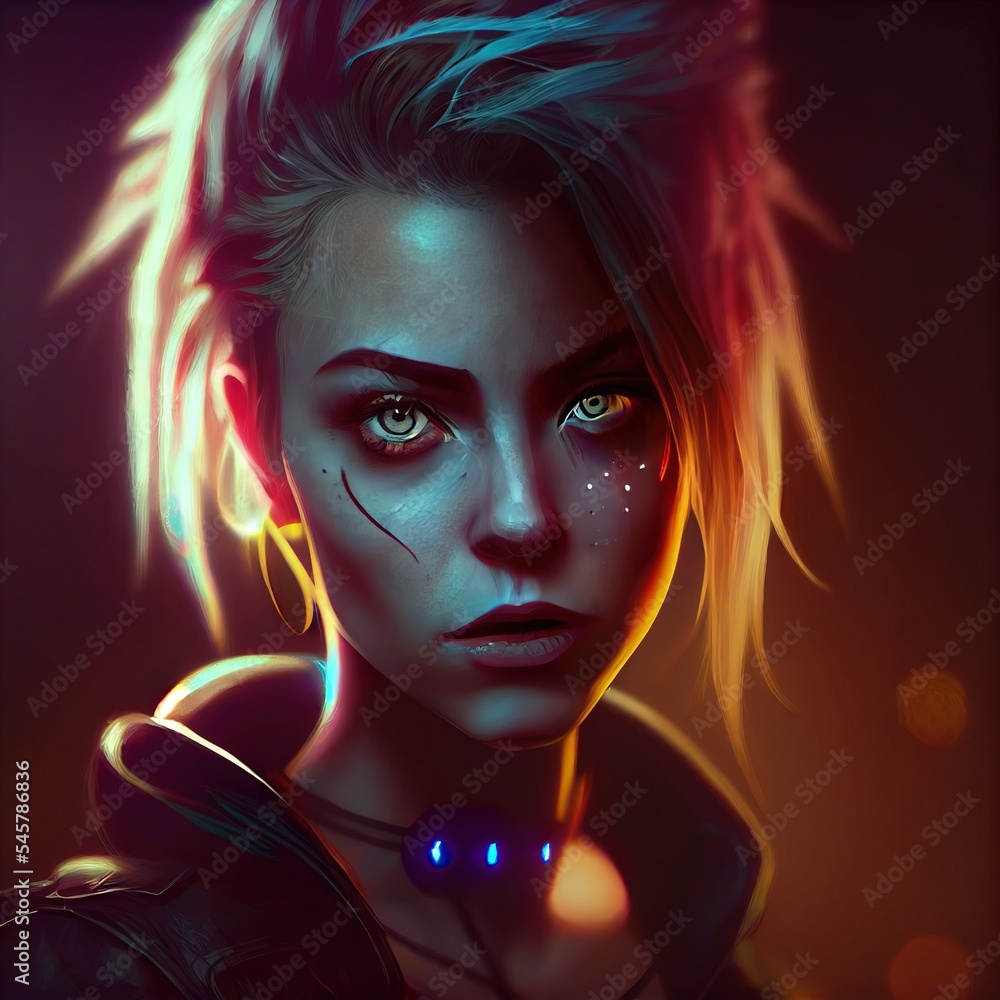Female Cyberpunk Avatar Profile Picture. Stock Illustration | Adobe Stock
