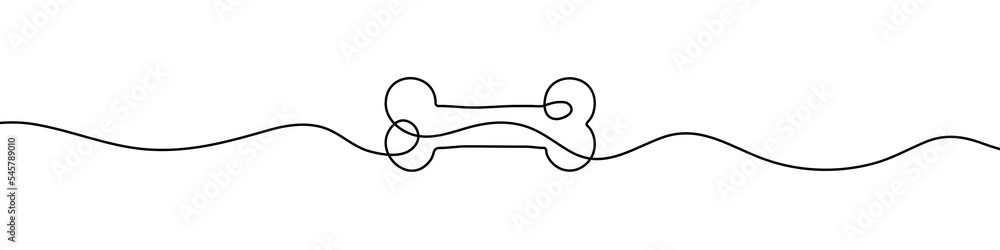 Continuous line drawing of human bone. Line art of dog bone. One line ...