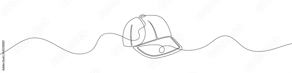 Continuous line drawing of baseball cap. Line art of baseball cap. One ...