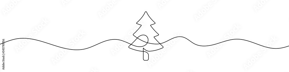 Continuous line drawing of christmas tree. Christmas tree line ...